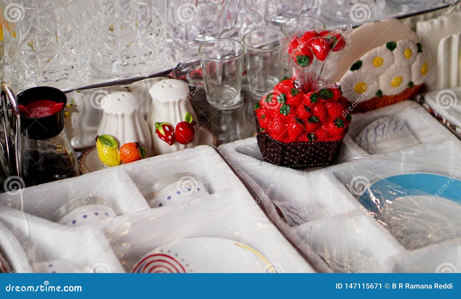 Closeup of Indian Kitchenware or Table Ware Display Stock Image - Image ...