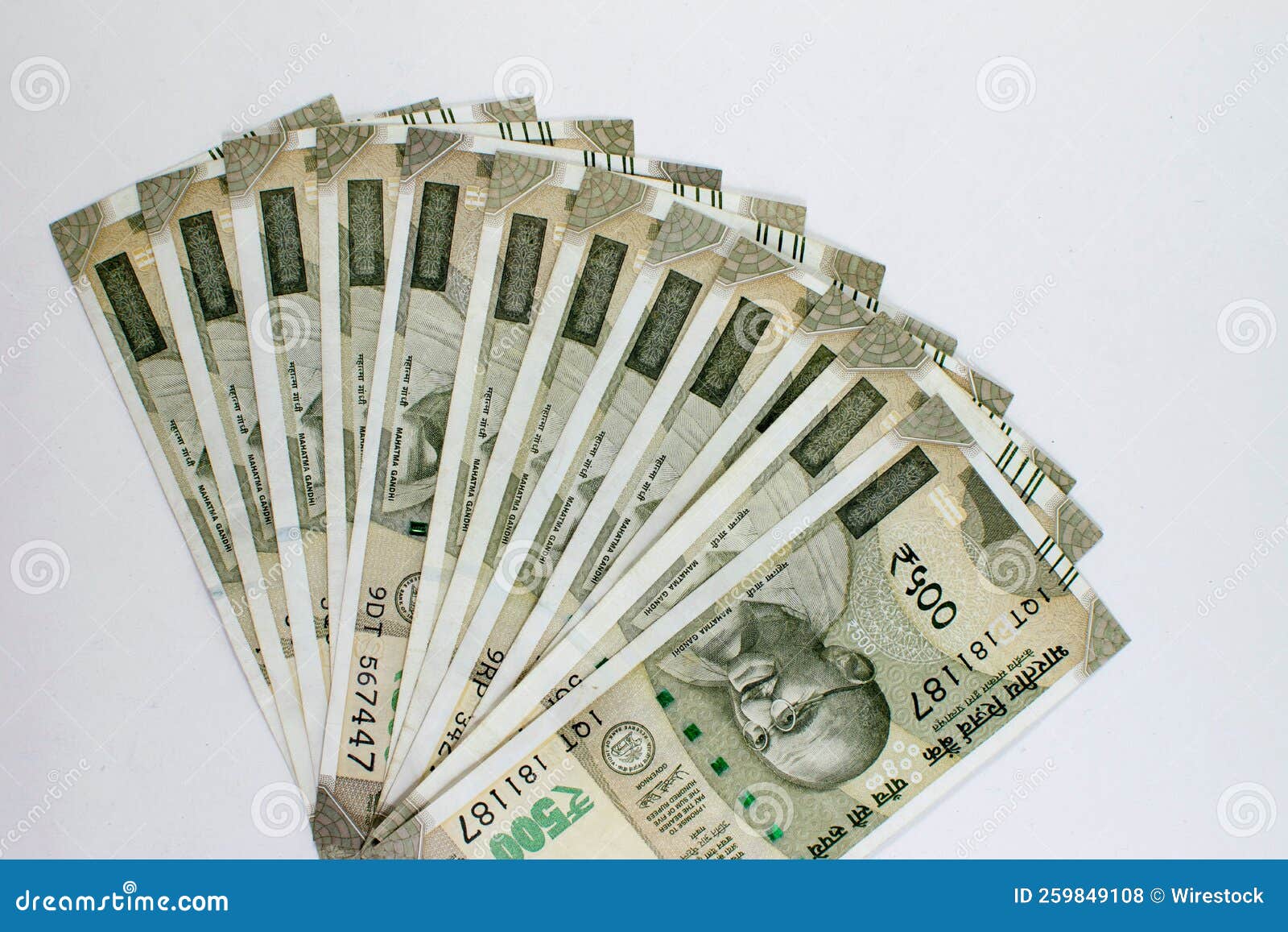 Closeup of 500 Indian Rupee Banknotes Isolated on a White Background ...