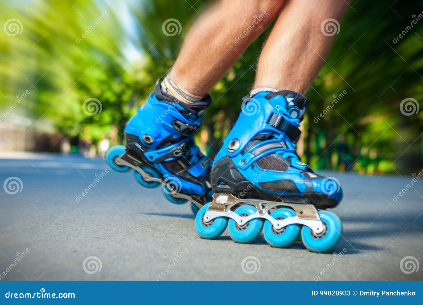Closeup of Inline Roller Skater on a Slalom Course. Stock Image - Image ...