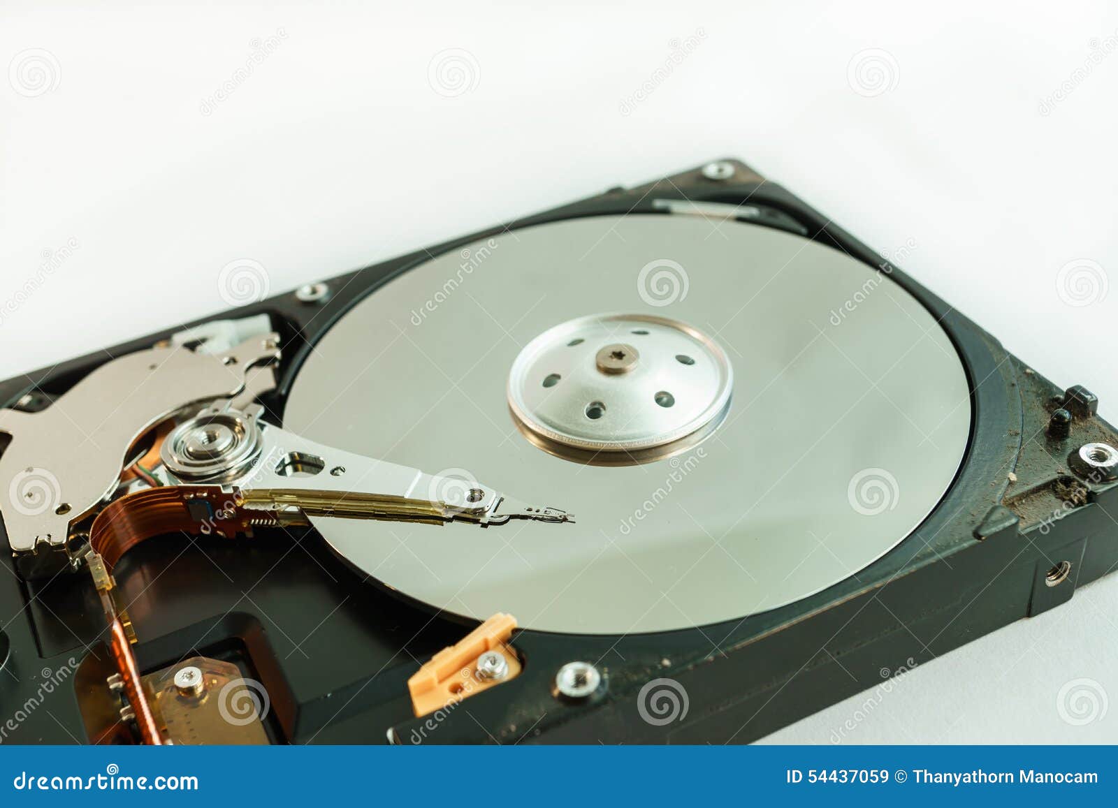 Closeup Inside Hard Disk Drive, Data Storage Device Stock Image - Image ...