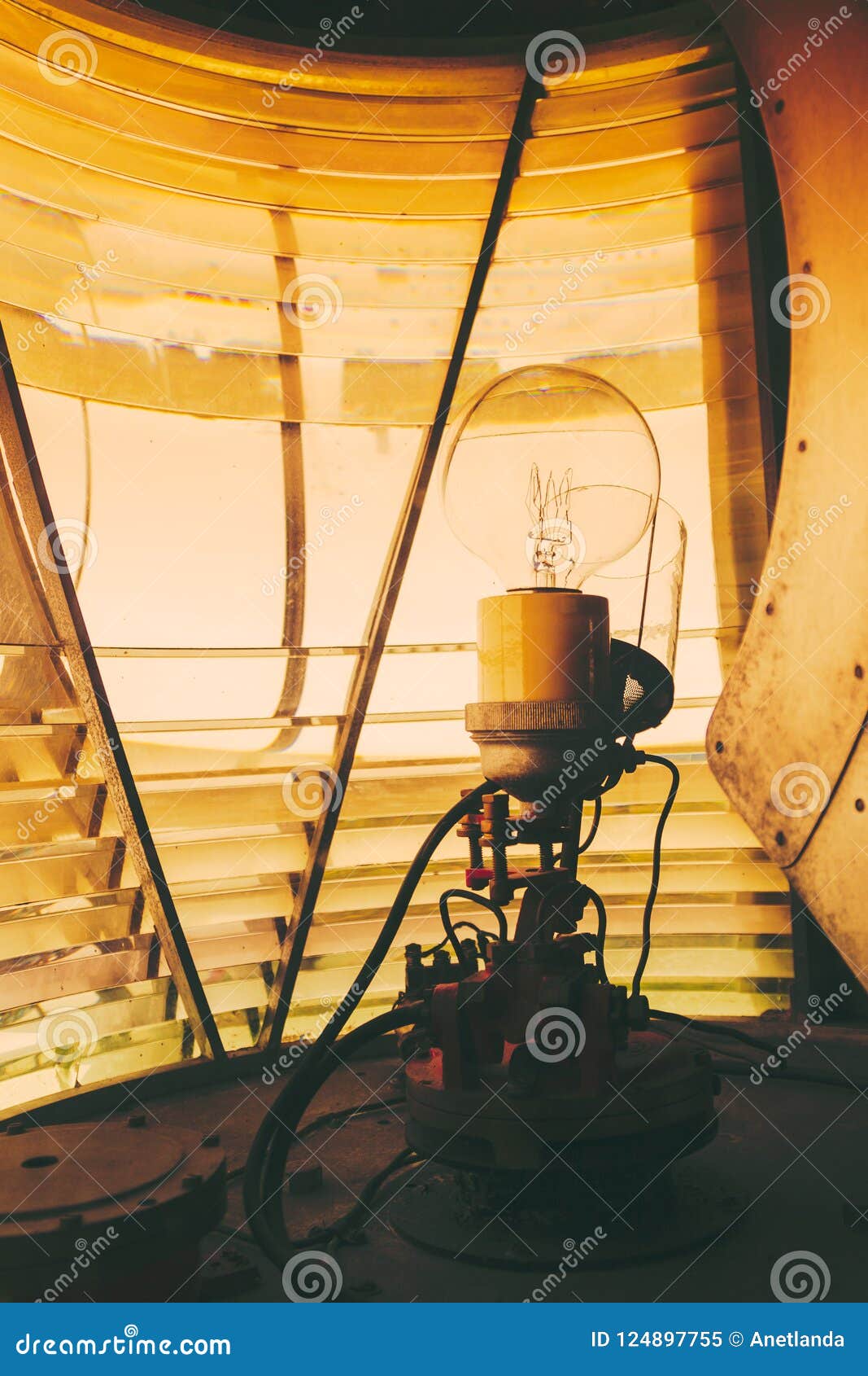 Inside of a Lighthouse Showing the Light Bulb Interior. Stock Image ...
