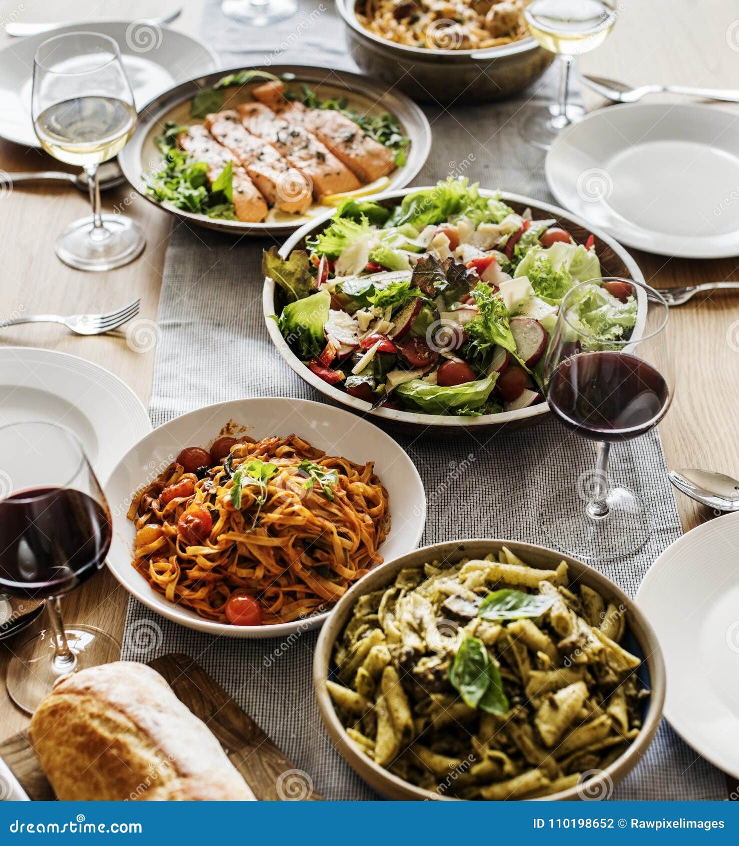 Closeup of Italian Food Dinner Stock Photo - Image of healthy, hungry ...