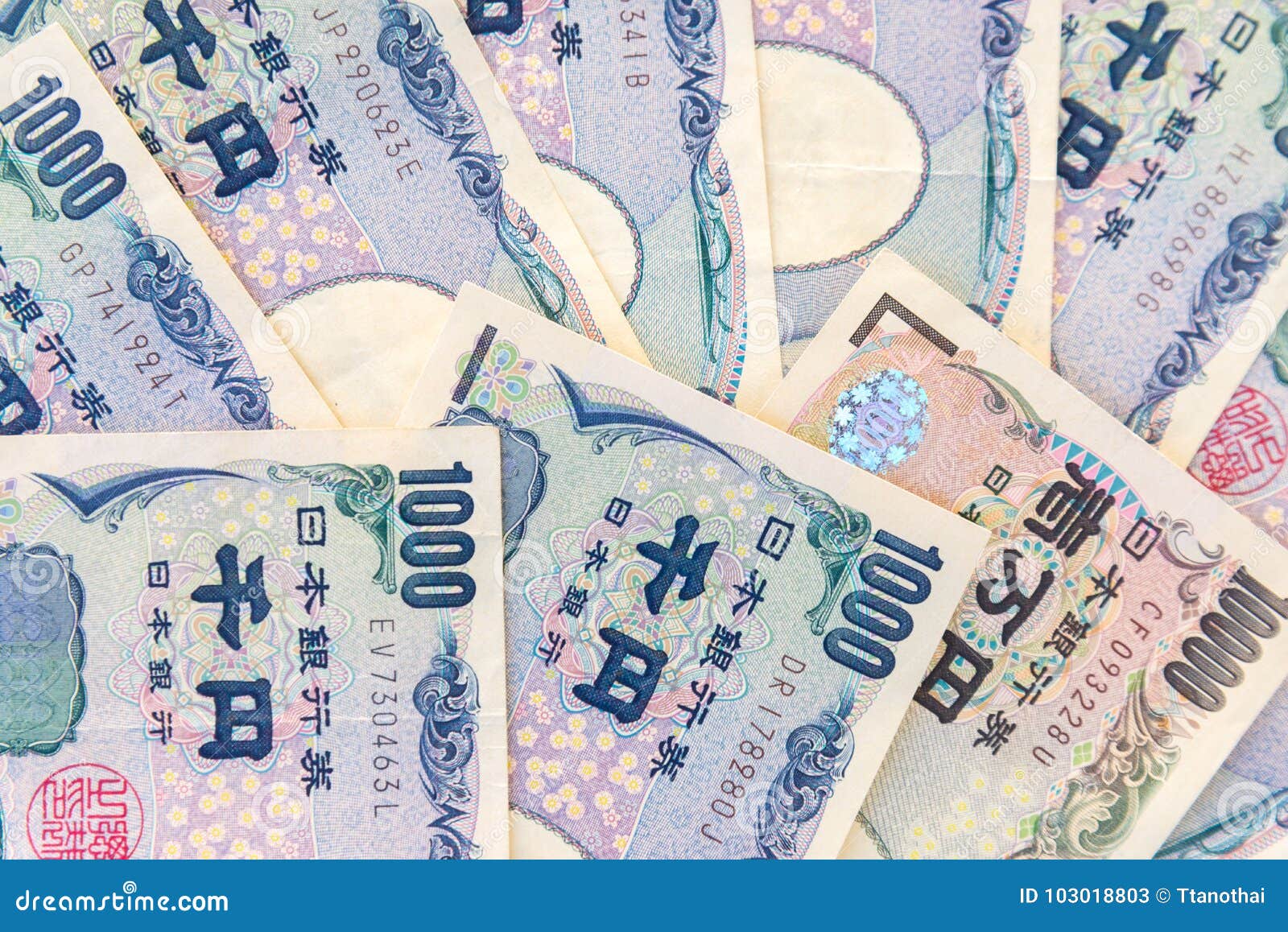Closeup Japanese Currency Yen Bank Notes Stock Image - Image of income ...