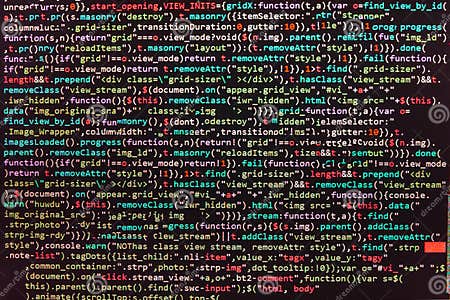 Closeup of Java Script, CSS and HTML Code. Stock Image - Image of ...
