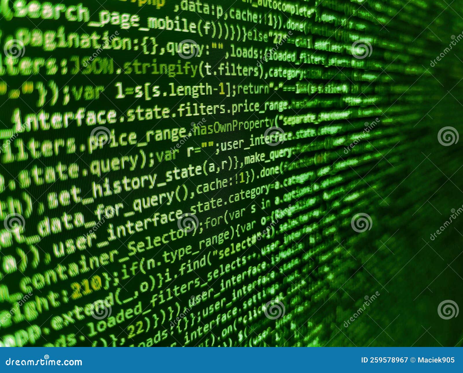 Closeup Of Java Script And Html Code Front End Applications In The Color Concept Coding