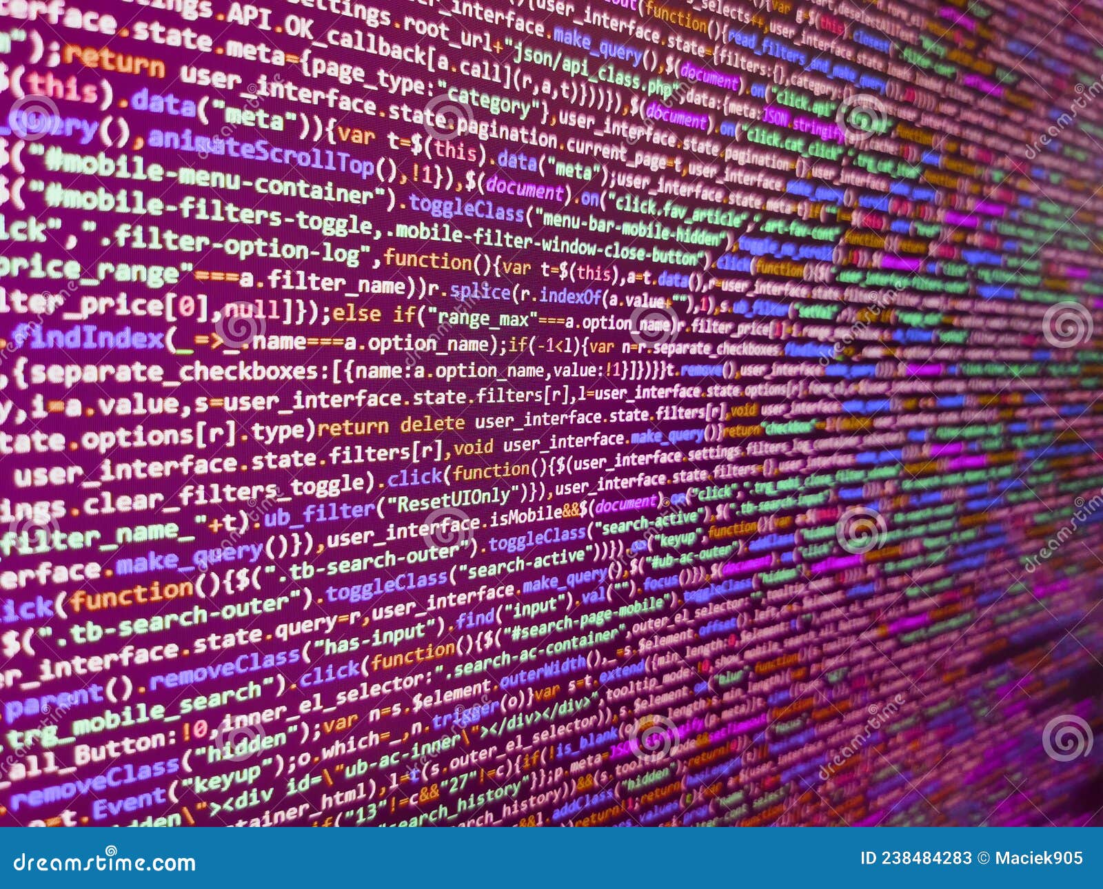 Closeup Of Java Script And Html Code Script Procedure Creating Binary Computer Code Background