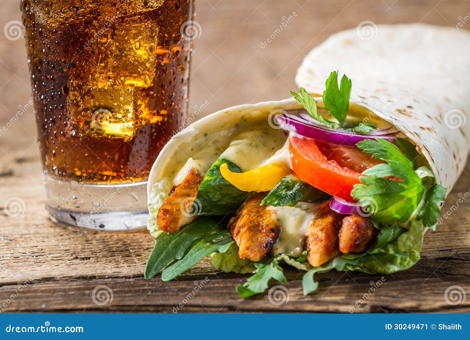 Closeup of Kebab Served with Cold Cola Stock Image - Image of closeup ...