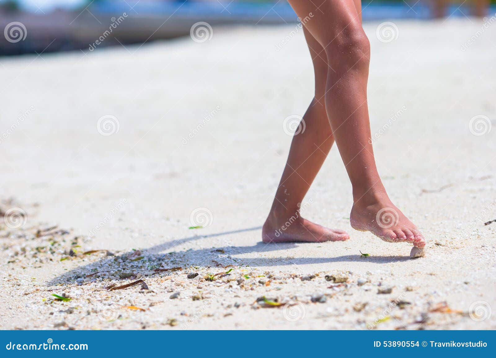 Closeup Kid Feet on White Sand Beach Stock Photo - Image of footcare ...