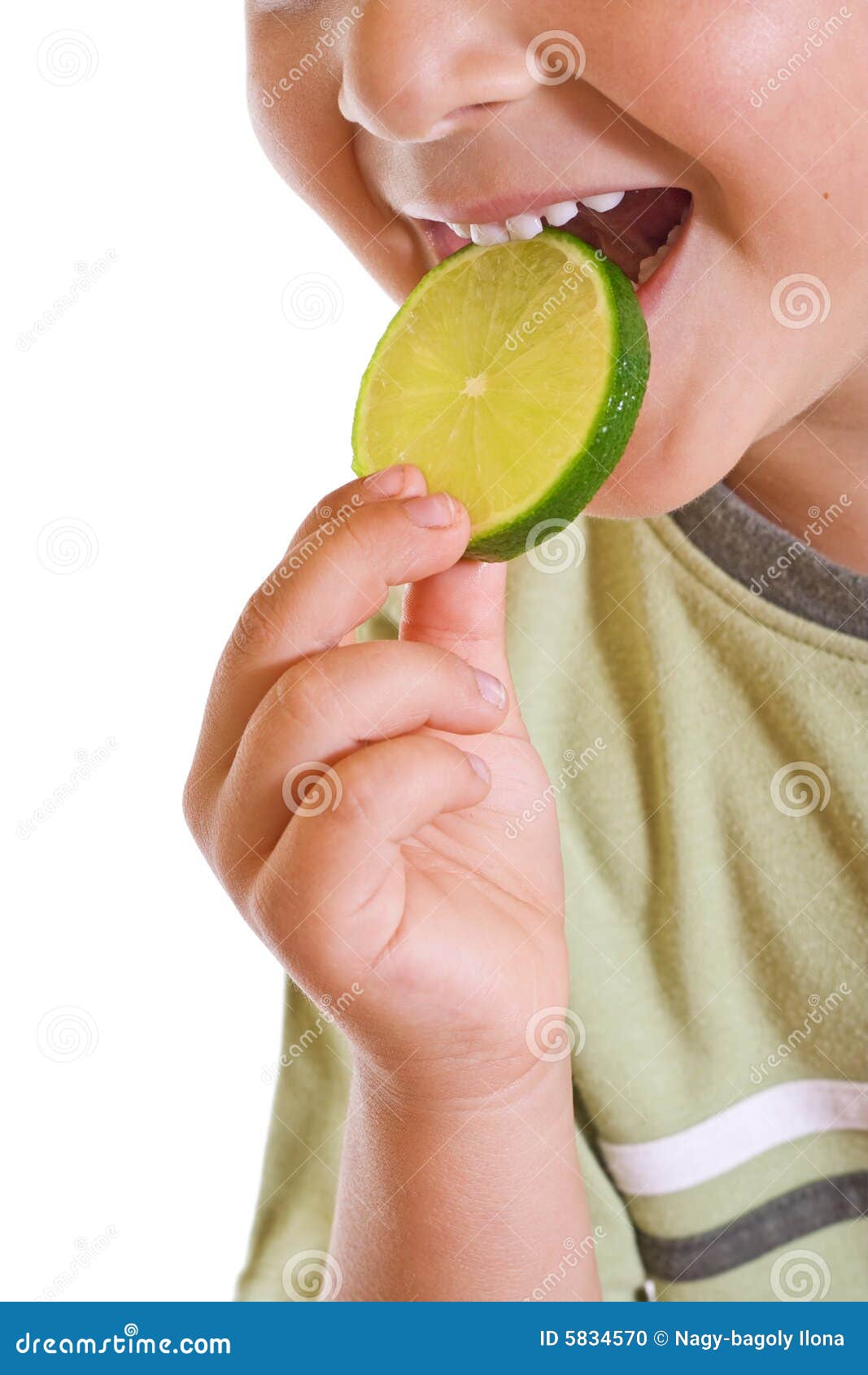 Closeup of Kid with a Slice of Lime Stock Photo - Image of little ...