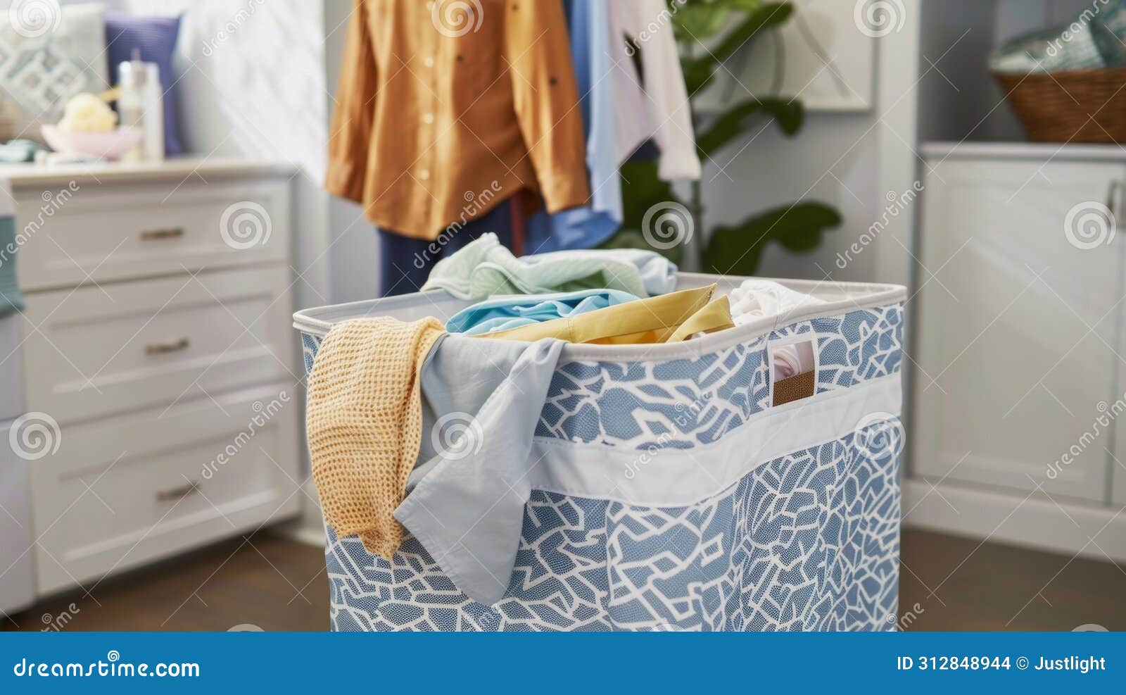 A Closeup of a Labeled Laundry Hamper and Instructions for Proper ...