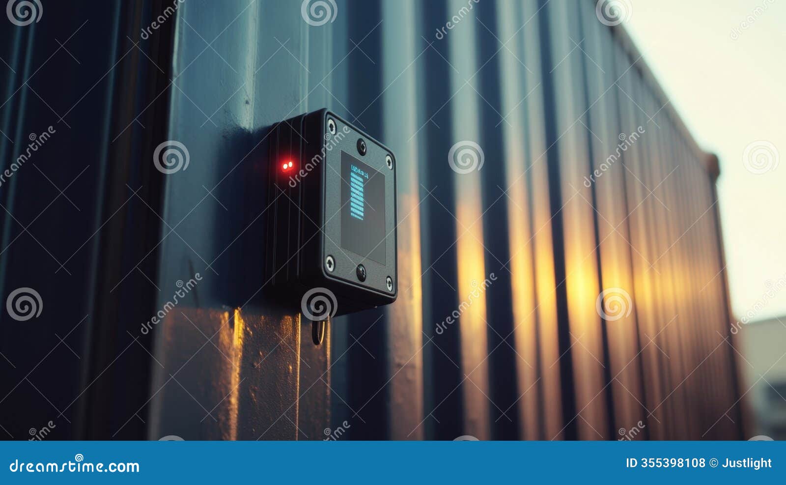 A Closeup of a Labeled Shipping Container with a Hightech Tracking ...