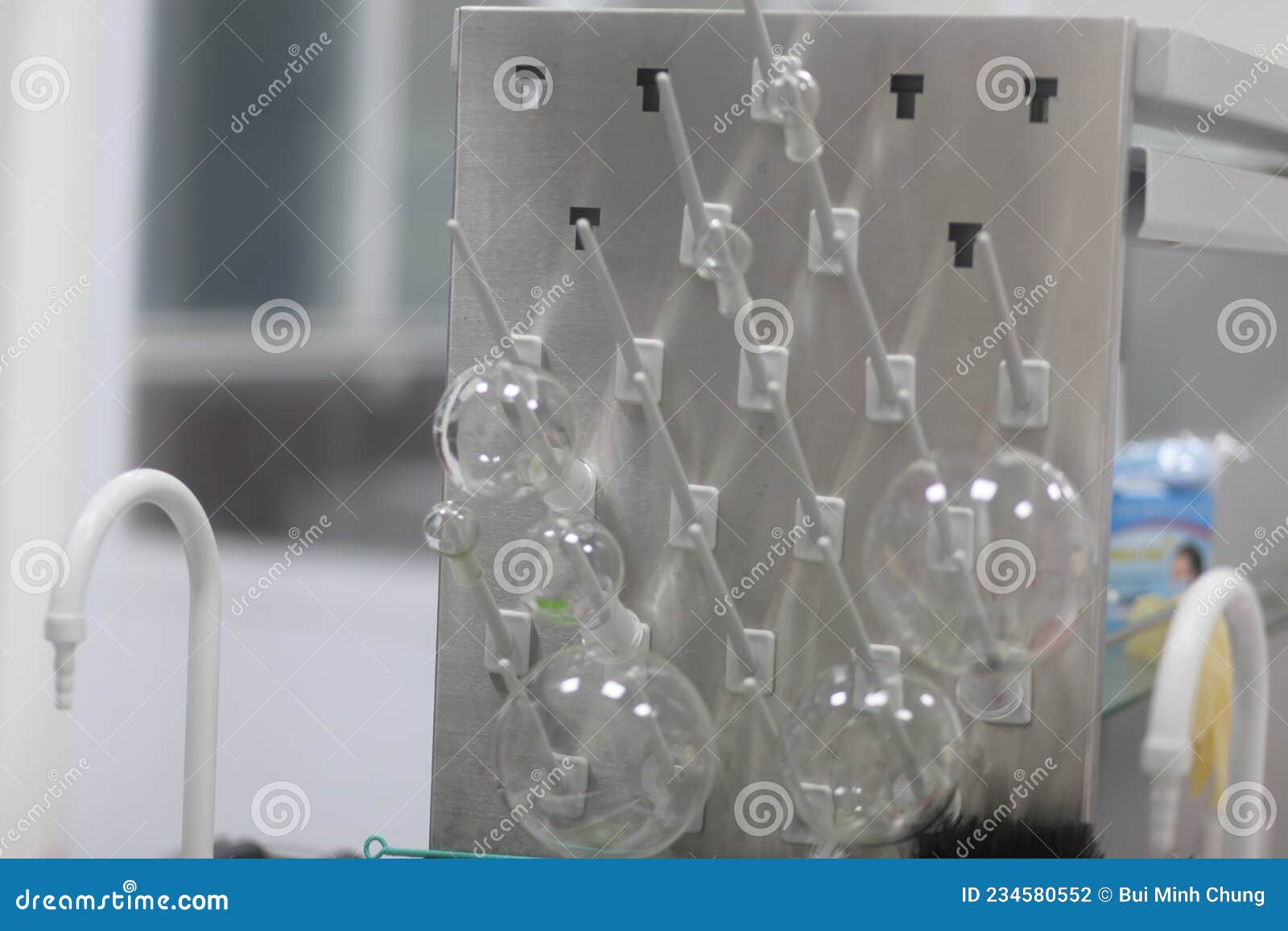Closeup of a Laboratory Drying Rack in the Lab Stock Photo - Image of ...