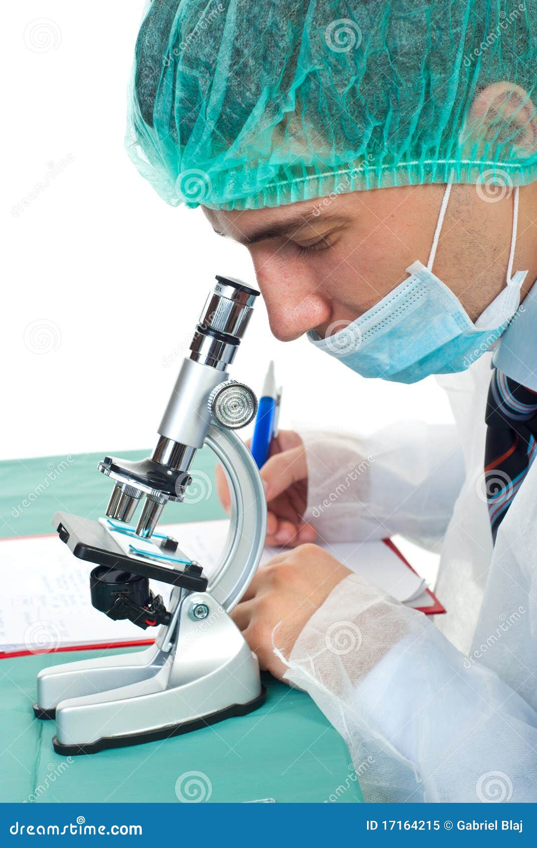 Closeup of Laboratory Man with Microscope Stock Image - Image of ...