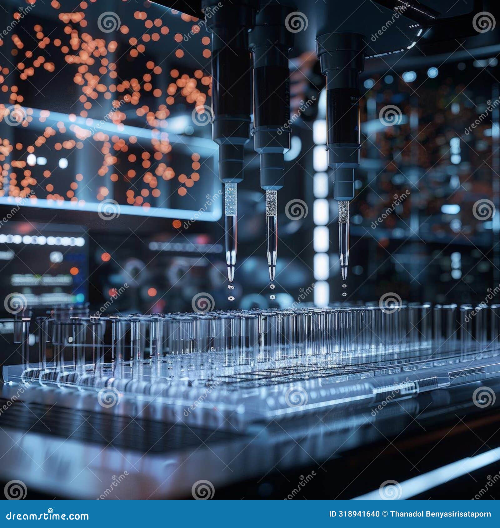 A Closeup of a Laboratory Setup for Drug Development Stock Illustration ...