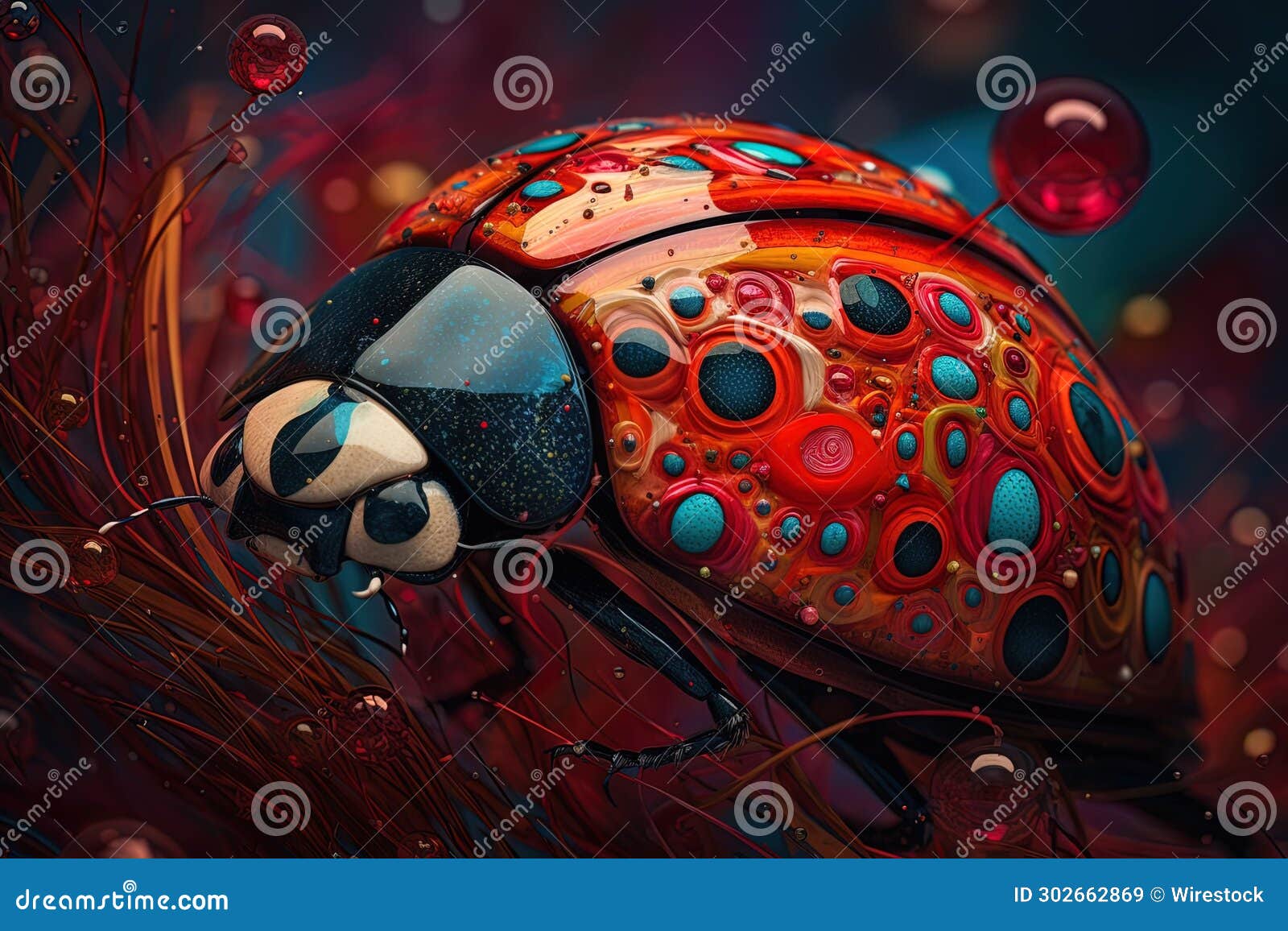 Ladybug Circles Background Cartoon Vector | CartoonDealer.com #122141913