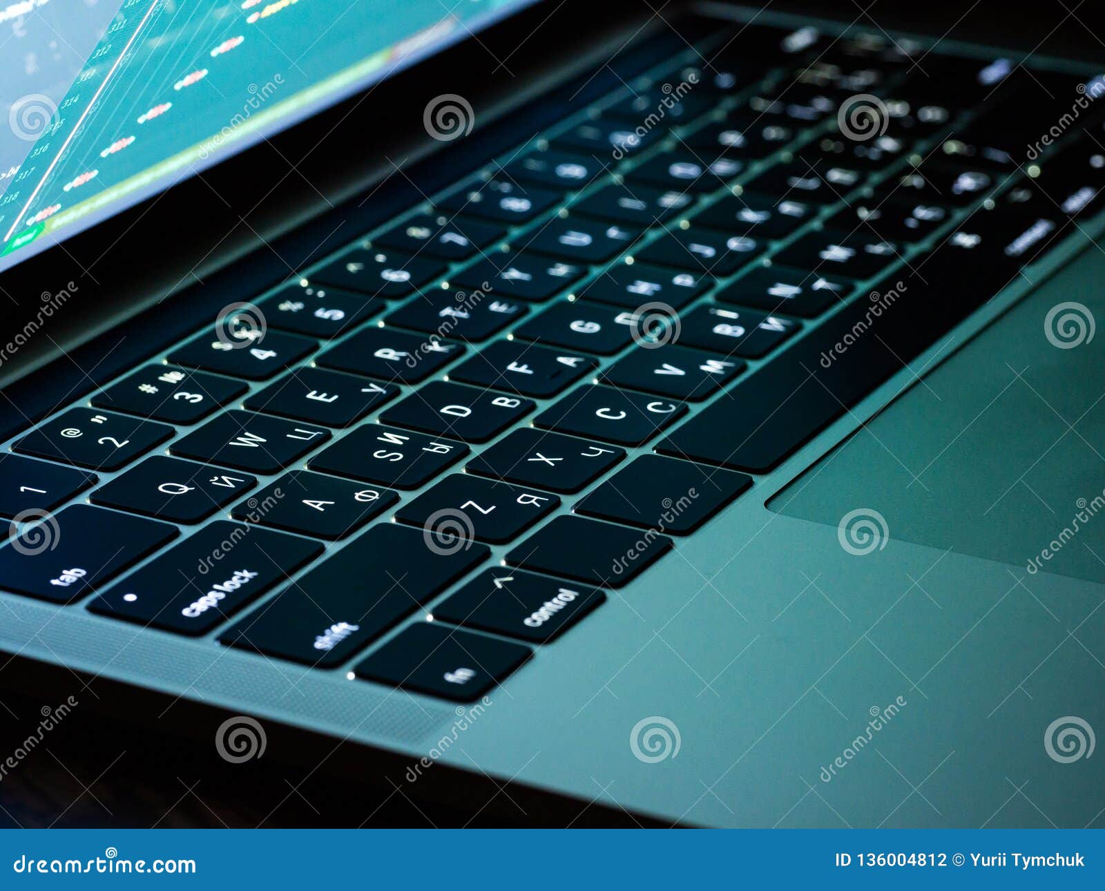 Closeup of Laptop Keyboard with Backlit Stock Photo - Image of closeup ...