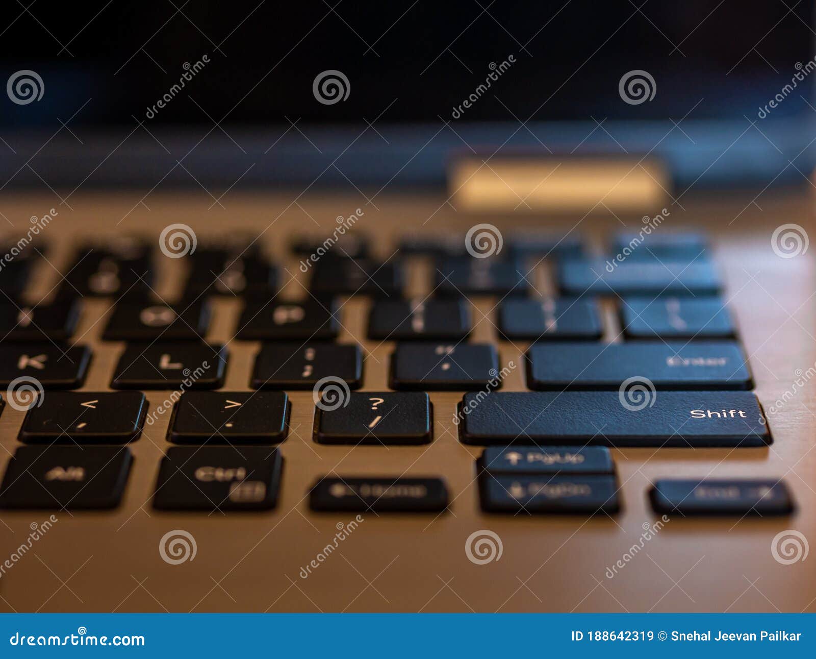 Closeup of laptop keyboard stock image. Image of sign - 188642319