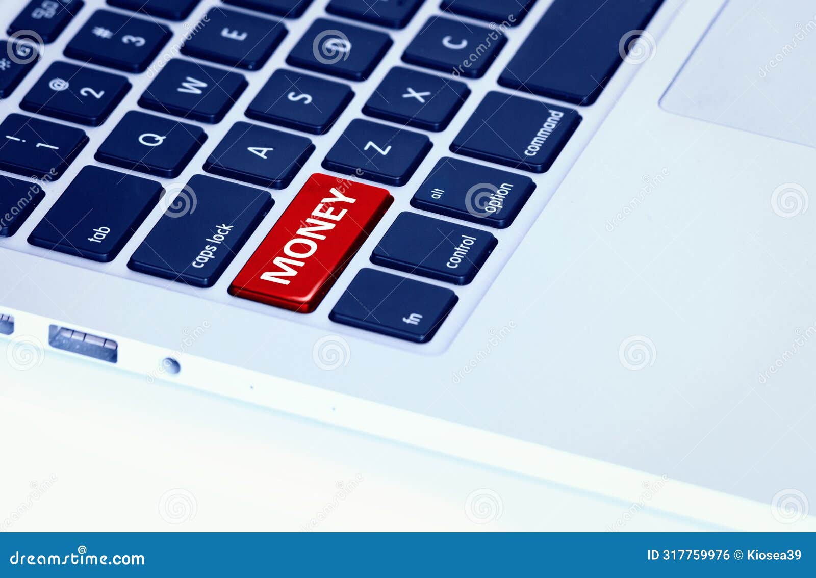 Closeup of a Laptop Keyboard with a Money Button Stock Photo - Image of ...