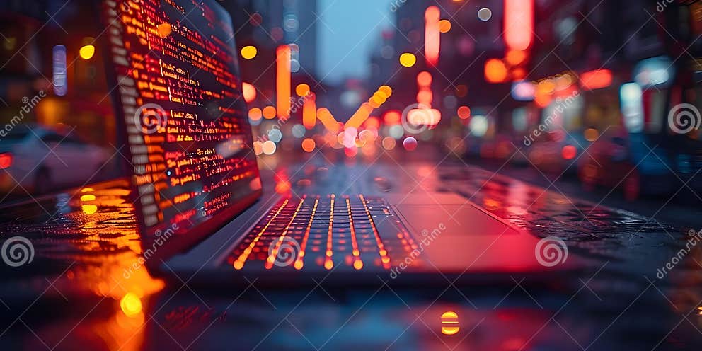 Closeup of a Laptop Screen Displaying Abstract Programming Code Icons ...