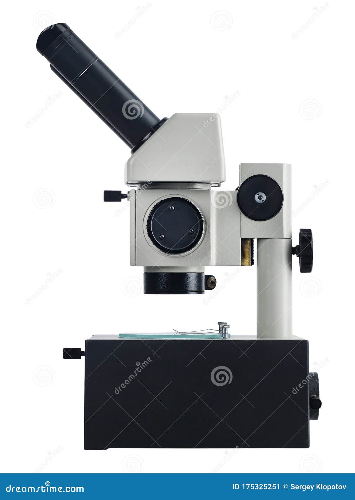 Closeup of a Large Bicular Modern Microscope Stock Image - Image of ...