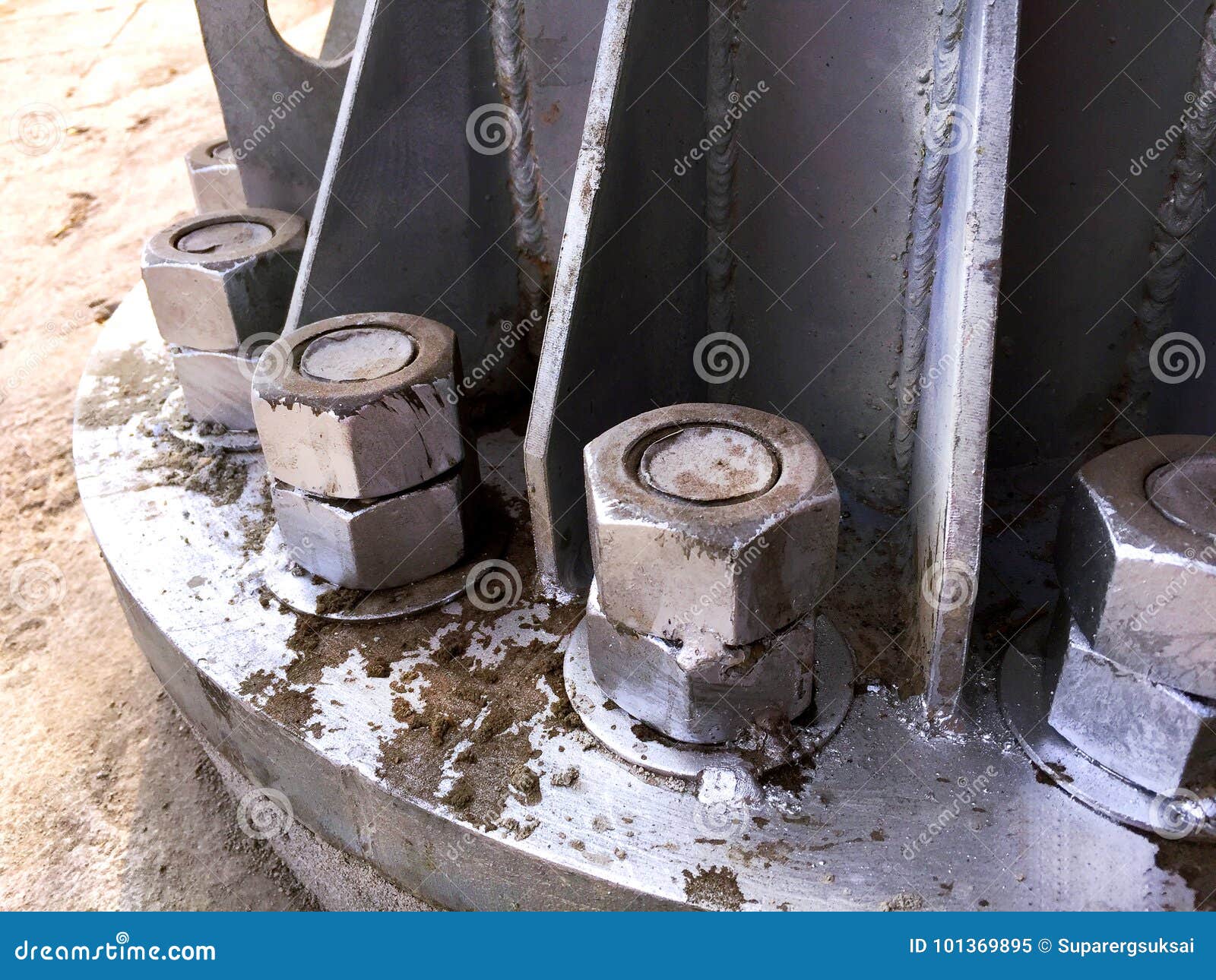 Large Column Fastened with Double Nuts Stock Image - Image of black ...