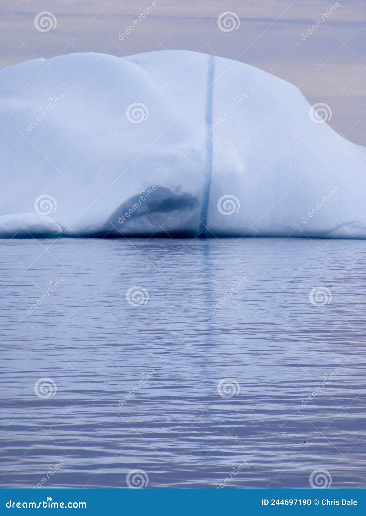 Closeup of Large Dome Shaped Iceberg with Crack Running Down the Centre ...