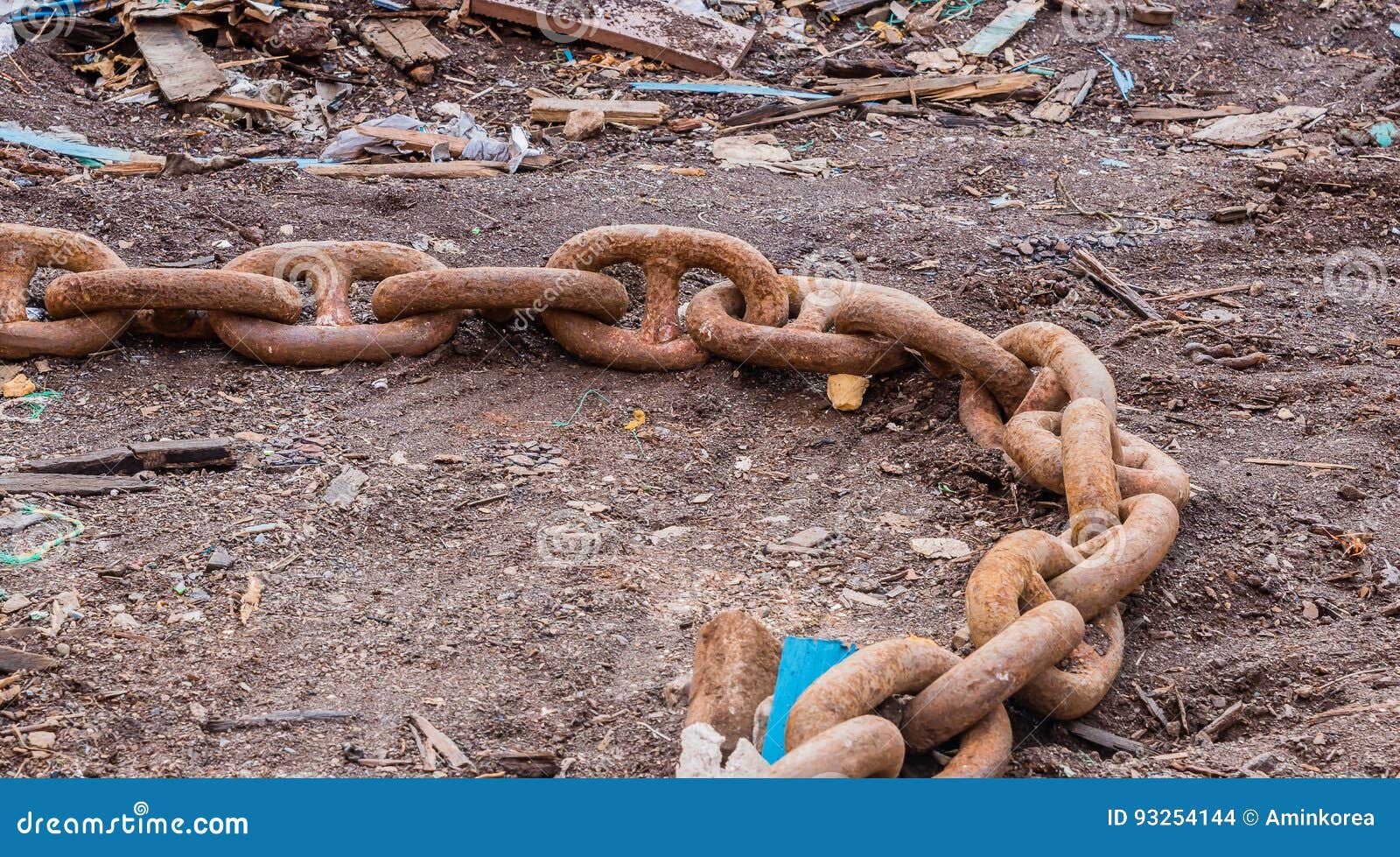 Closeup of Large Rusty Chains Laying on the Ground Stock Photo - Image ...