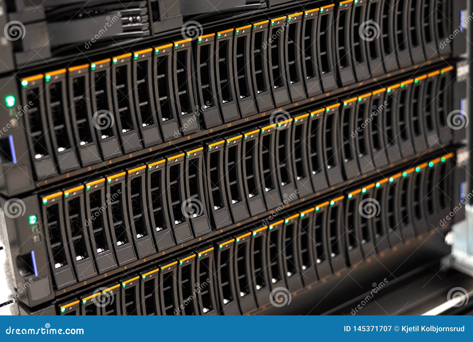 Large SAN Disk Cabinet in Rack at Datacenter Stock Image - Image of ...