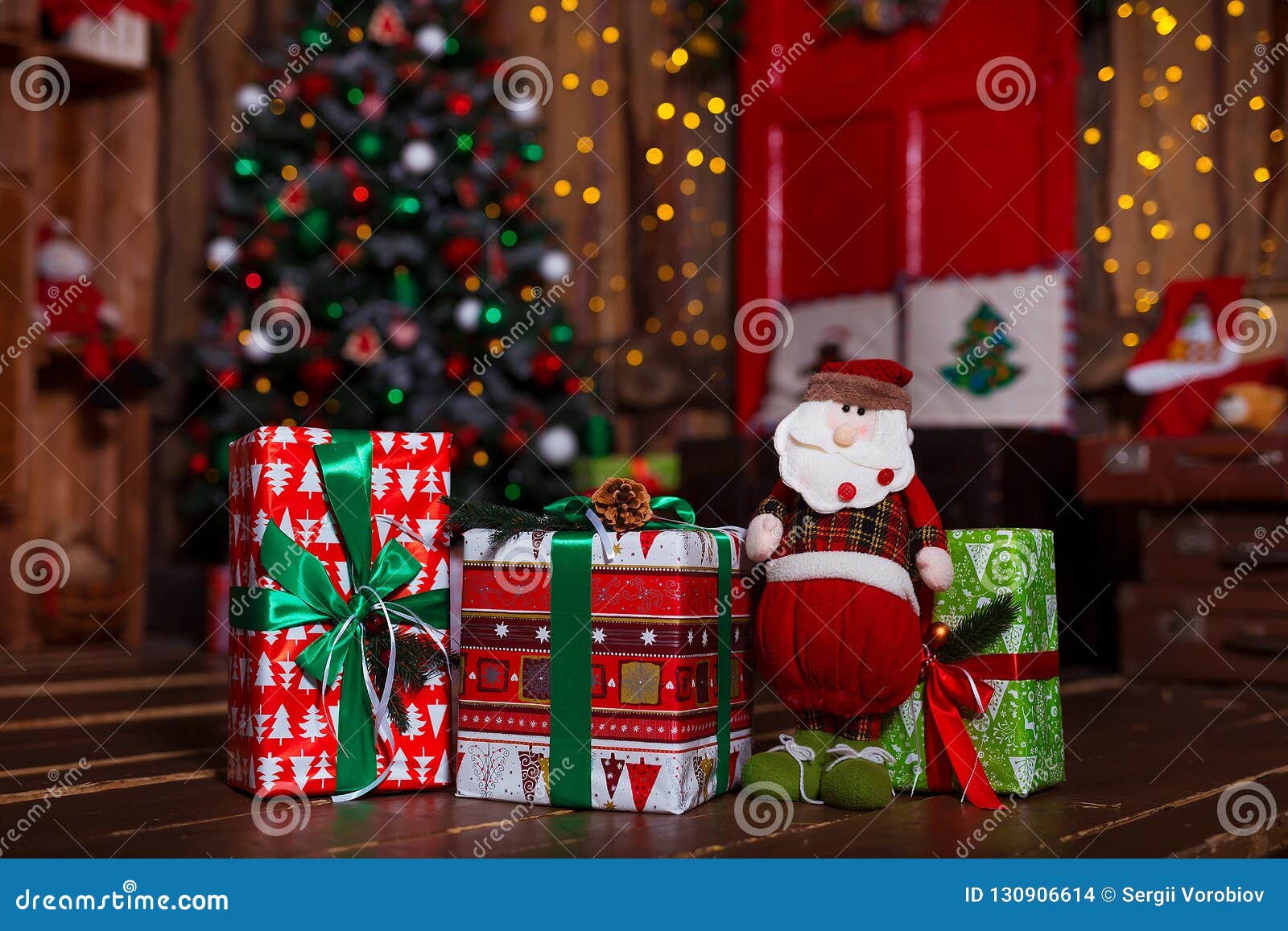 Closeup of a Large Stack of Wrapped Christmas Presents of Varying Sizes ...