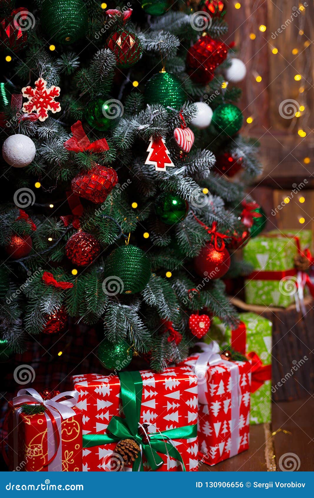 Closeup of a Large Stack of Wrapped Christmas Presents of Varying Sizes ...