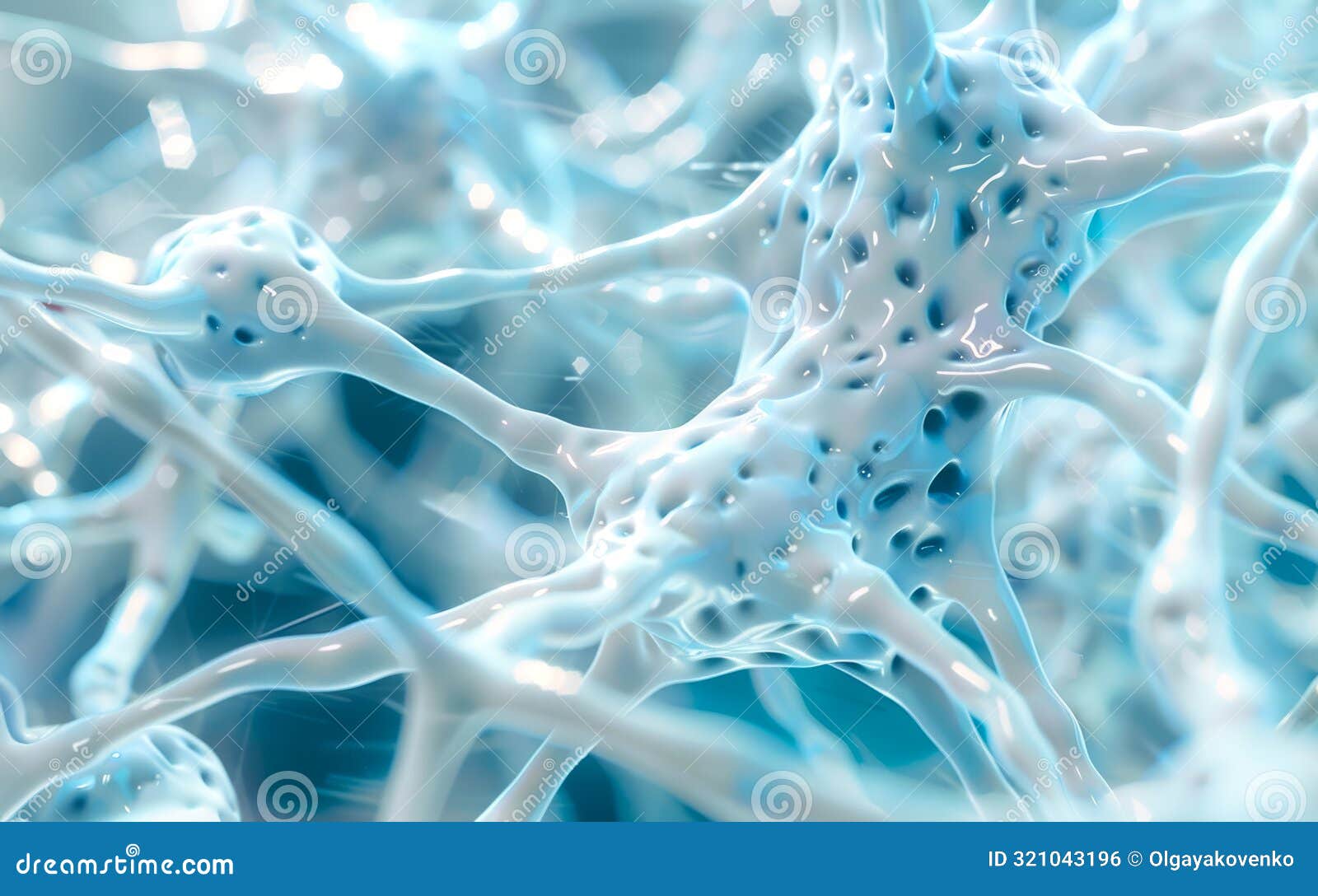Closeup Large White Neuron Cells at High Microscope Magnification ...