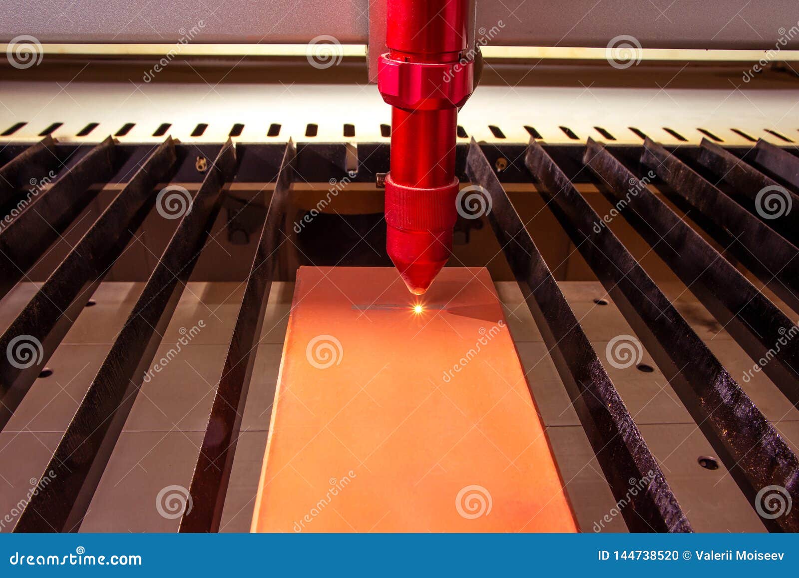 Closeup Laser Engraver Working and Engraving Flat Ceramic Stone Stock ...