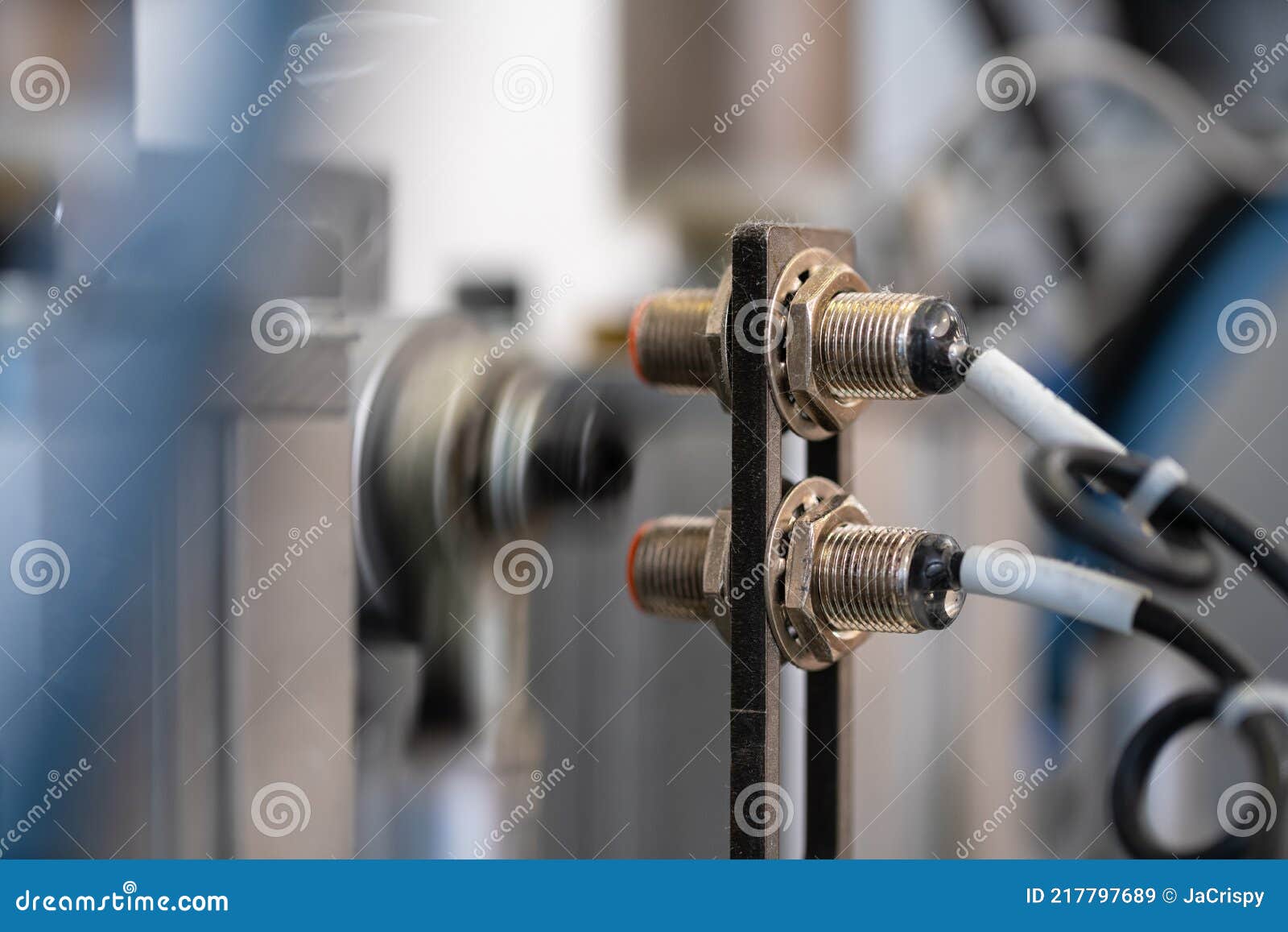 Closeup of Laser Sensor of a Factory Machine. Automated Assembly Line ...
