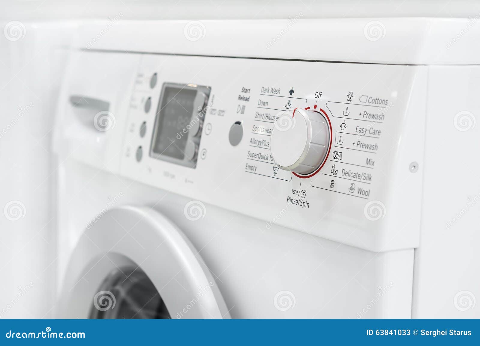 Closeup of Laundry or Washing Machine Stock Image - Image of control ...