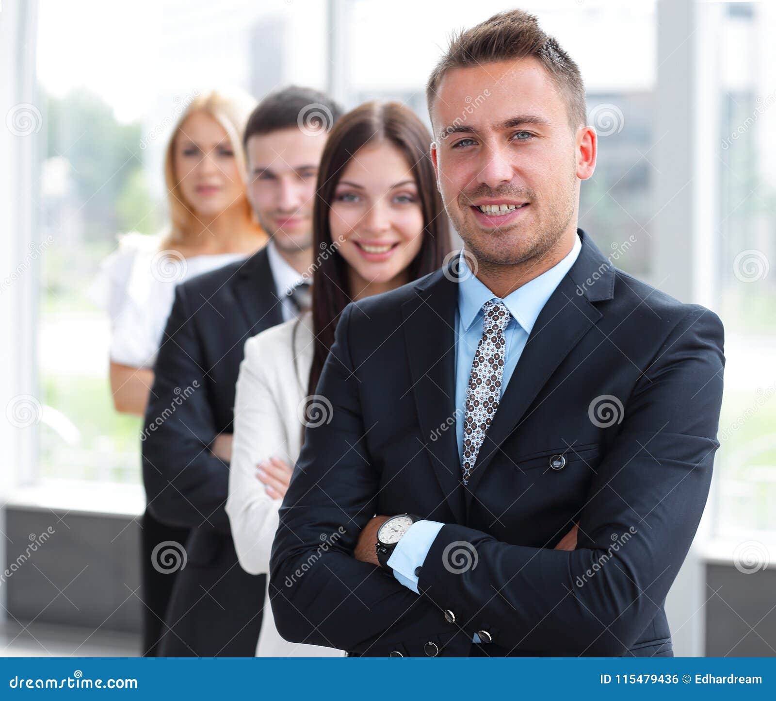 Closeup. Leader Standing in Front of the Business Team Stock Photo ...