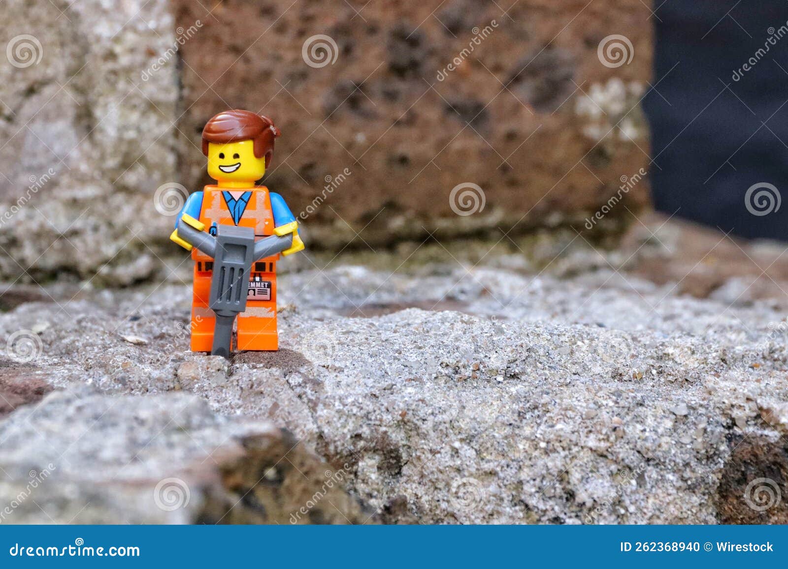 Closeup of a Lego Minifigure Construction Worker on a Rock Editorial ...