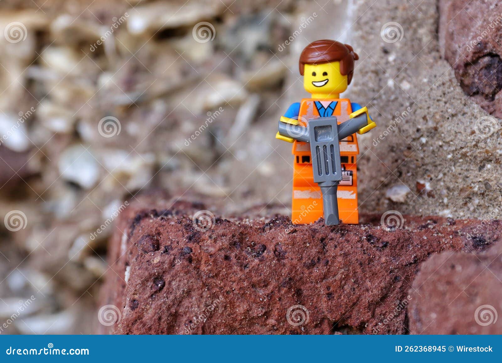Closeup of a Lego Minifigure Construction Worker on a Rock Editorial ...