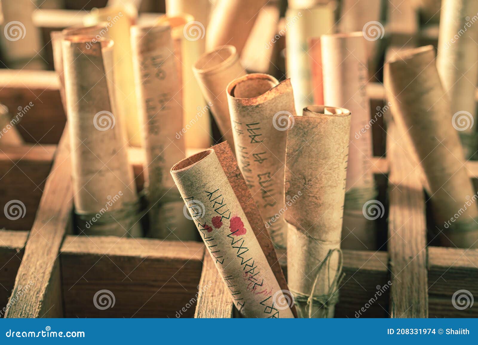 Closeup of Library Full of Medieval and Old Scrolls Stock Photo - Image ...