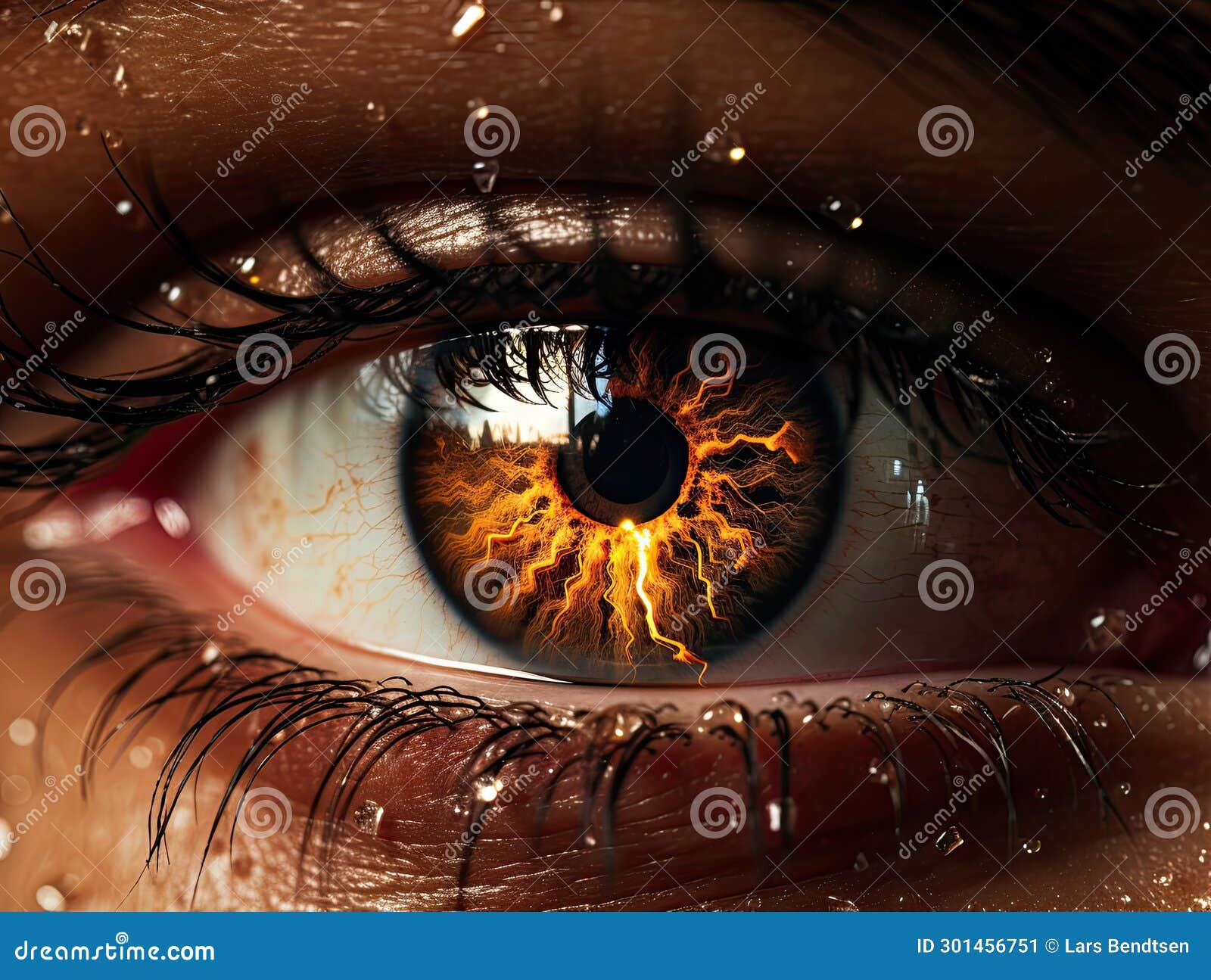 Closeup of Light Brown Eye with Lightning - AI Generated Stock ...