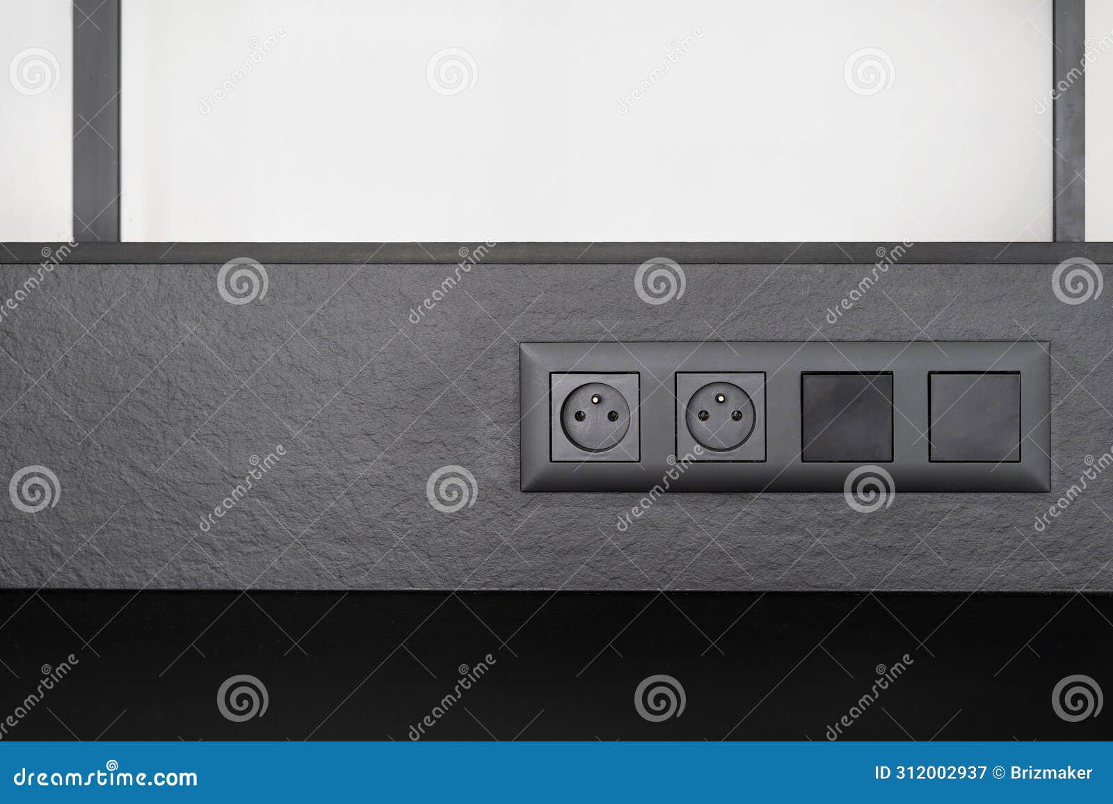 Closeup of Light Switch and Electrical Socket on Textured Wall ...