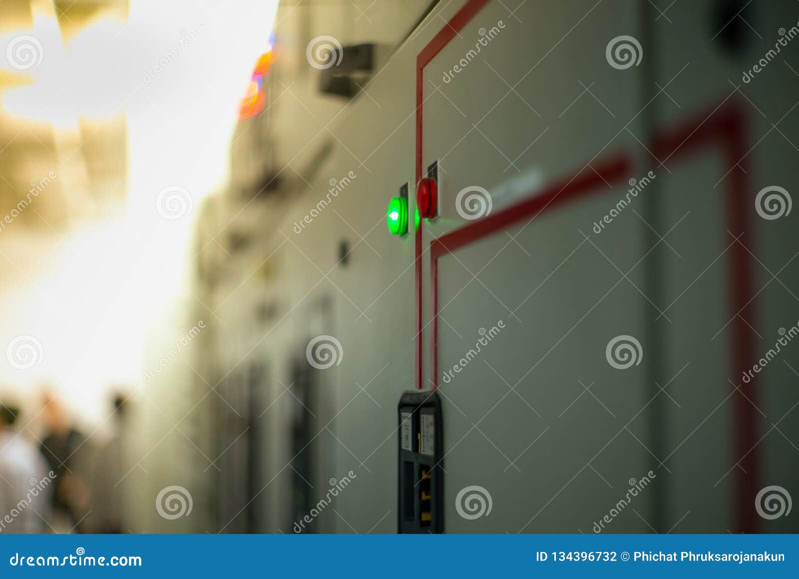 Closeup Lighting Indicator On The Control Carbinet In The Electrical ...