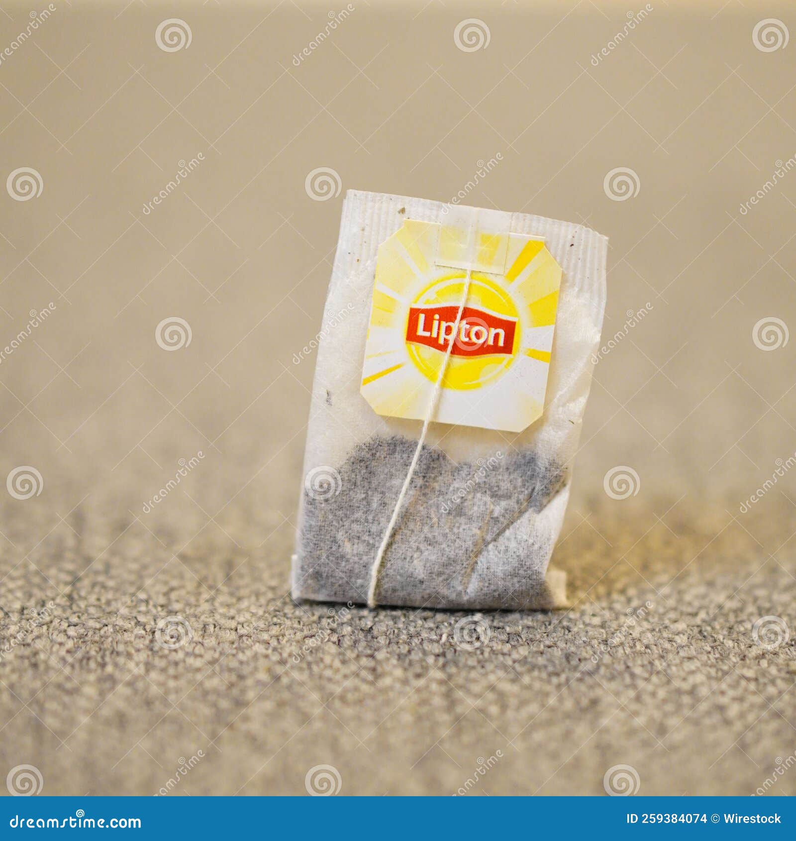 Closeup of Lipton Brand Black Tea Bag on the Table Editorial Stock ...
