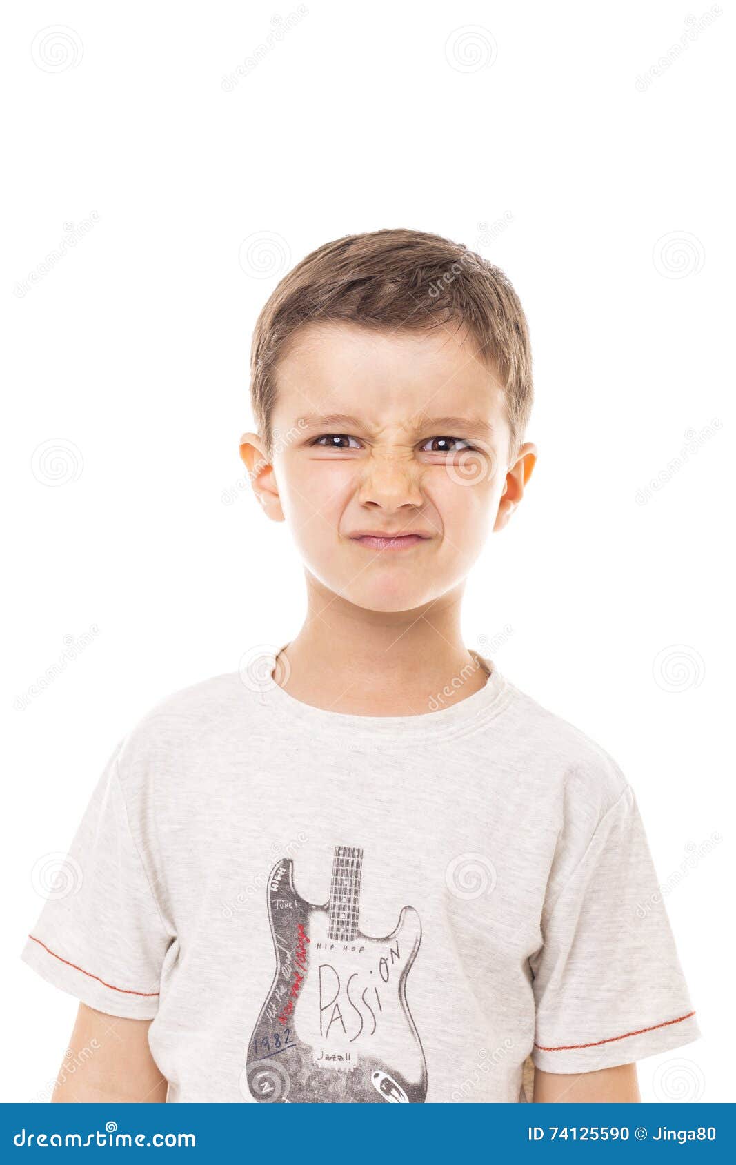 Closeup of a Little Boy with Grumpy Expression Stock Photo - Image of ...
