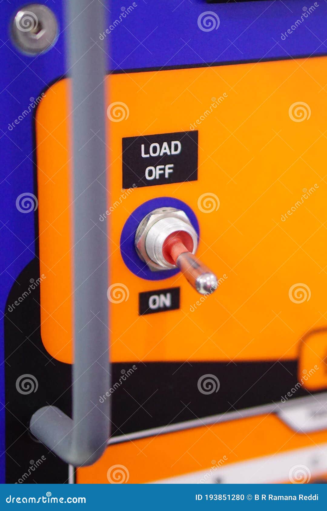 Closeup of Load on and Off Switch on Panel Board in an Industry Stock ...