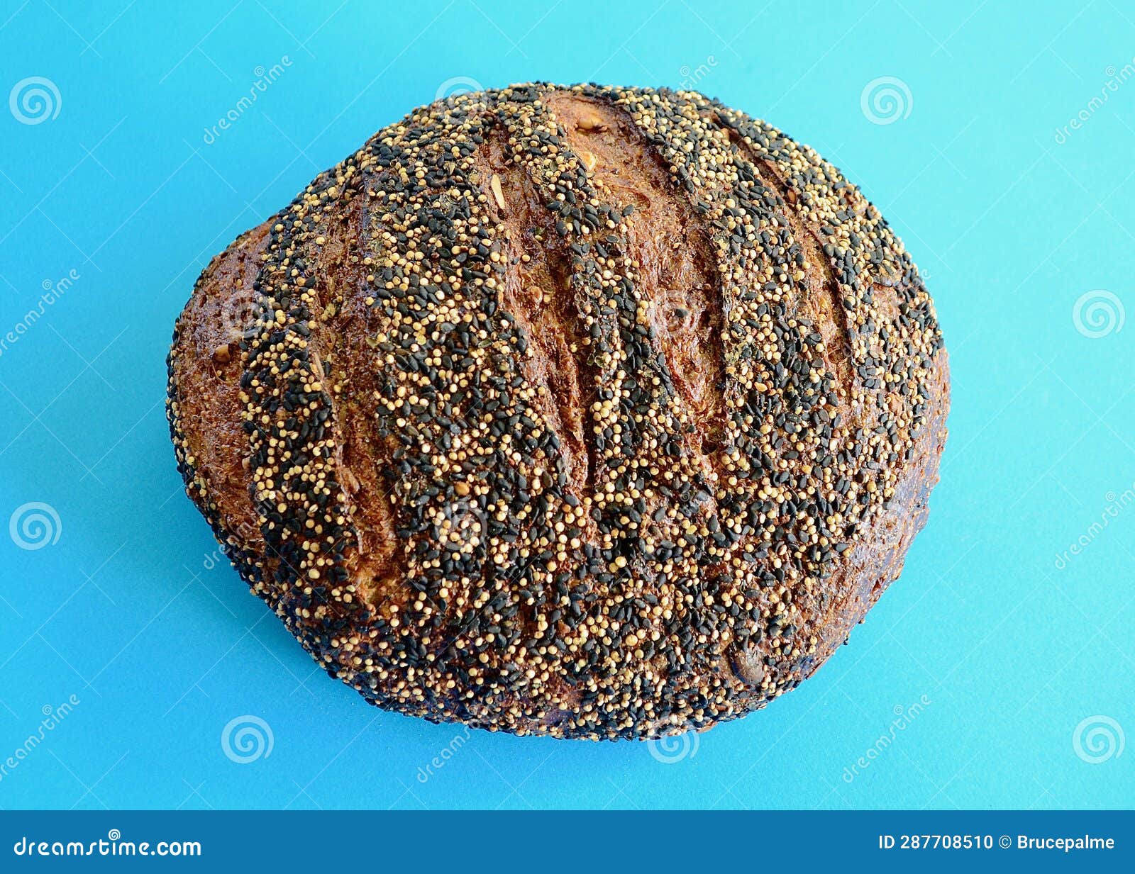 A Closeup of a Loaf of Ancient Grain Sourdough Miche Bread Stock Photo ...