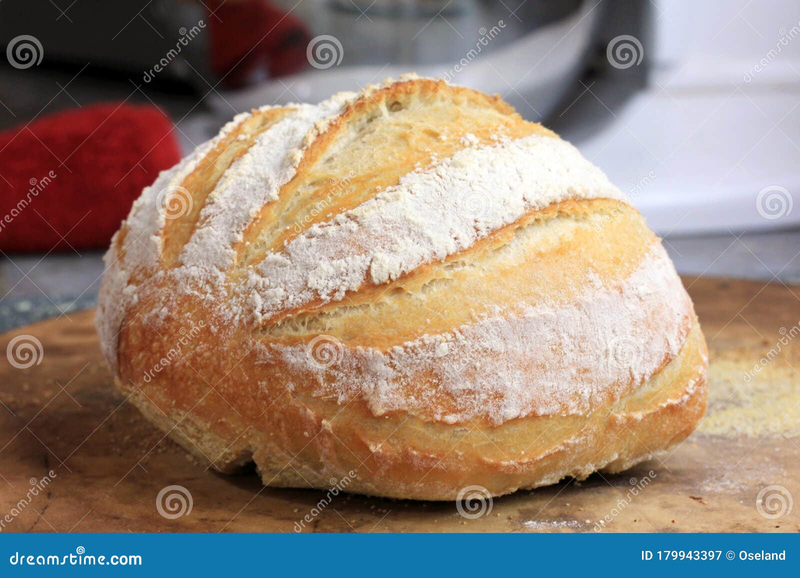 A Closeup of a Loaf of Homemade Artisan White Bread Stock Image - Image ...