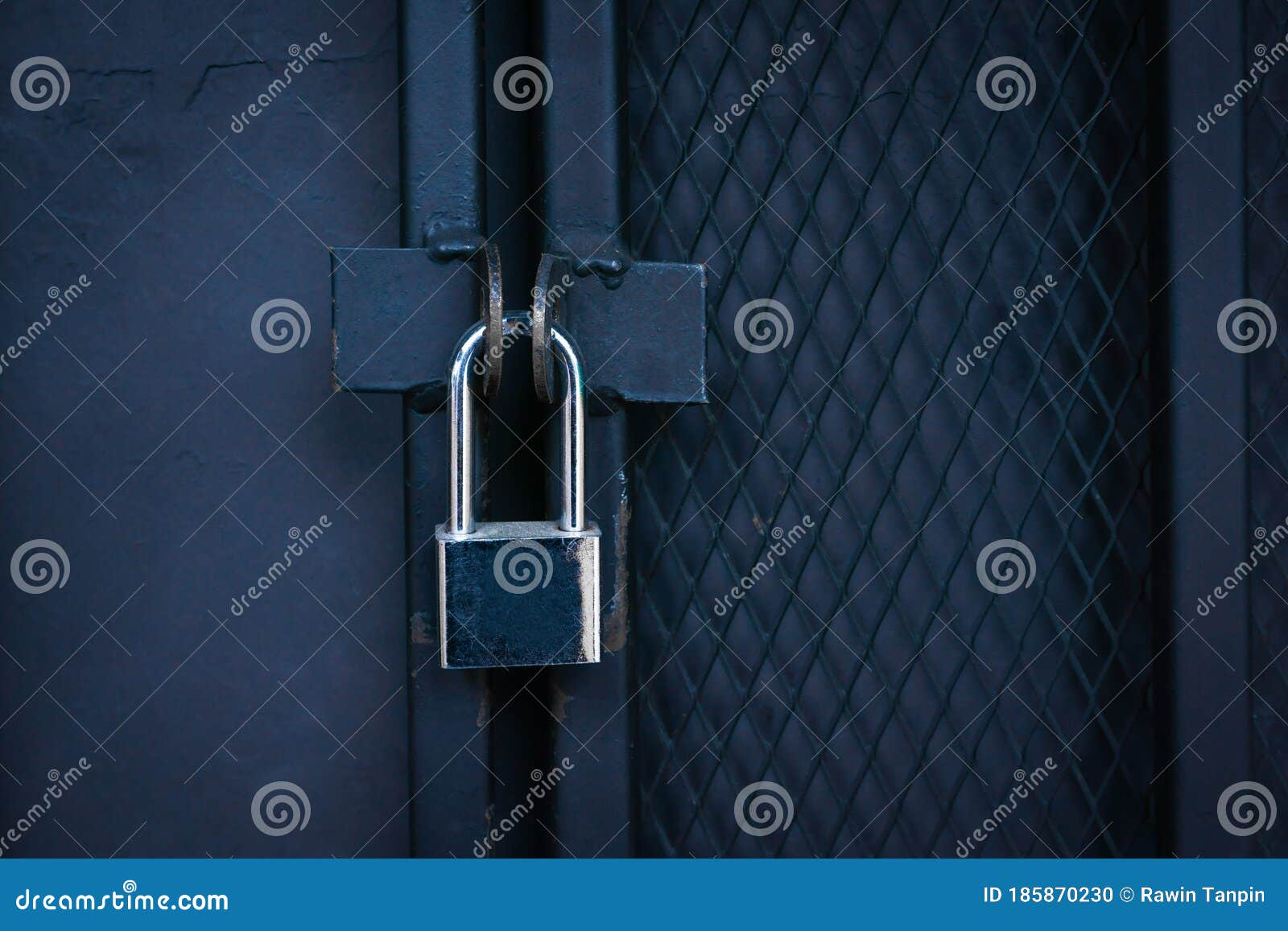 Closeup Locked Gate ,Padlock on Metal Iron Gate Stock Photo - Image of ...