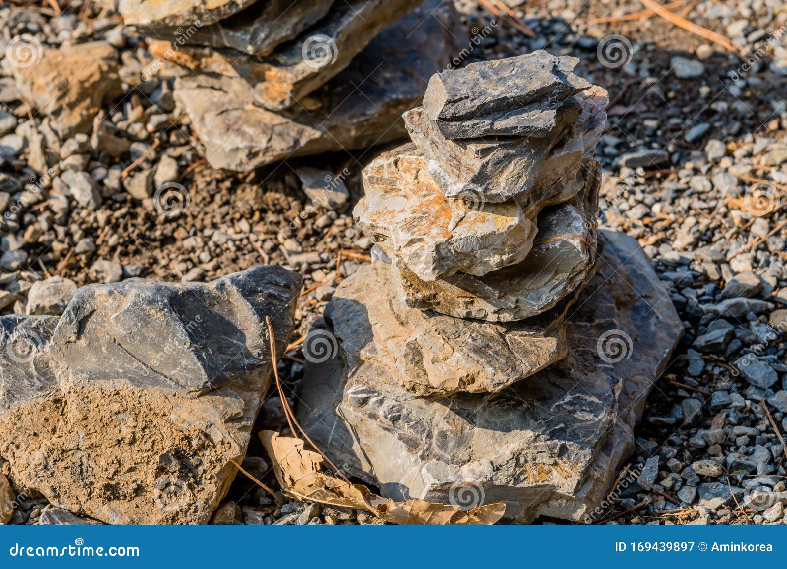 Stack of flat rocks stock image. Image of ground, landscape - 169439897