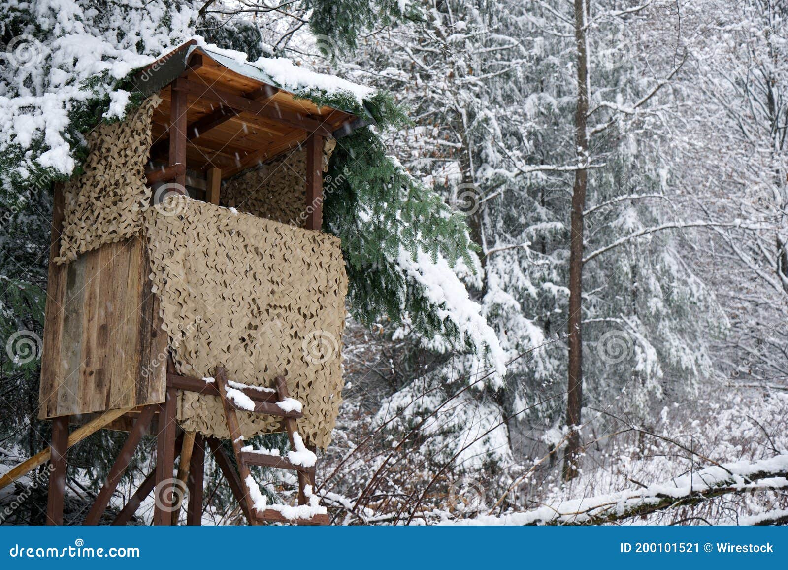 Closeup Low Angle Shot of a Watchtower in a Snowy Environment Stock ...