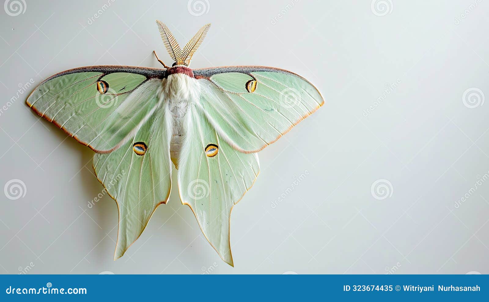 Closeup of a Luna Moth with Spread Wings Stock Illustration ...